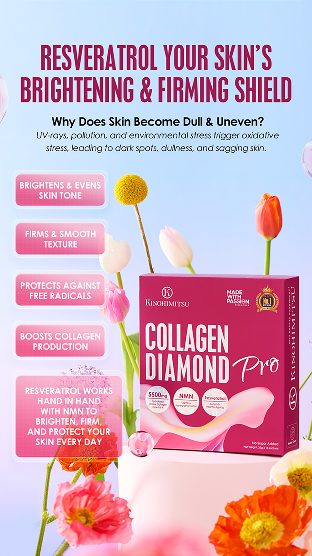 Kinohimitsu Collagen Diamond Pro 5500mg with NMN Supplement 25g ...