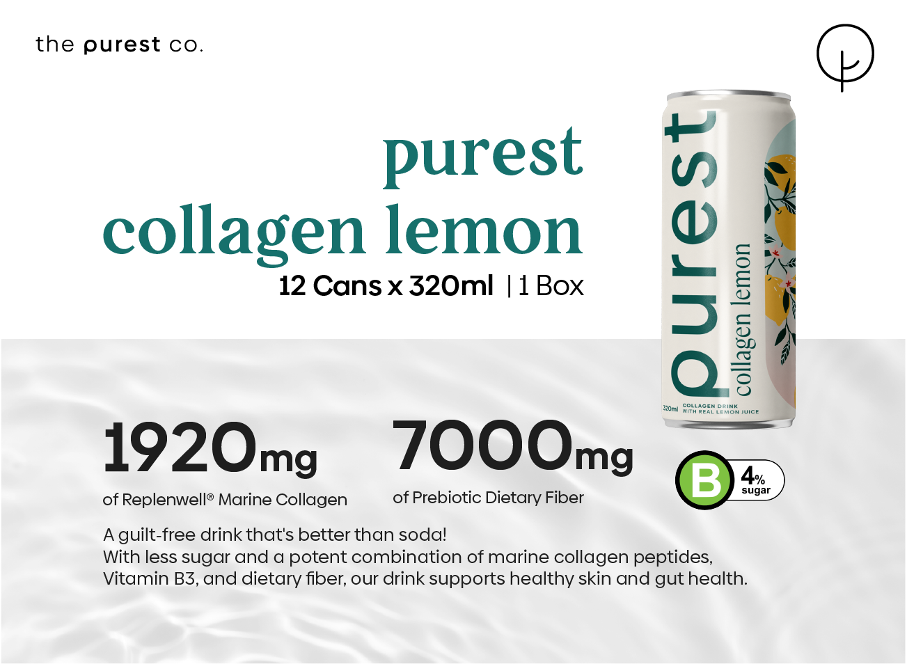 Purest Co: Purest Collagen Lemon 320ml x 12 cans (Skin Glow & Hydration ...