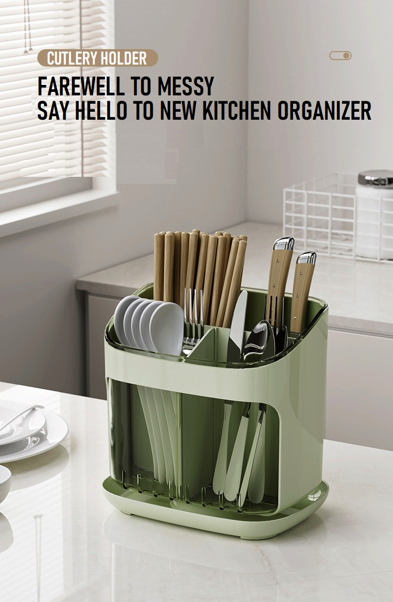 Kitchen Utensil Cutlery Holder with Drainer Spoon Fork Chopsticks ...