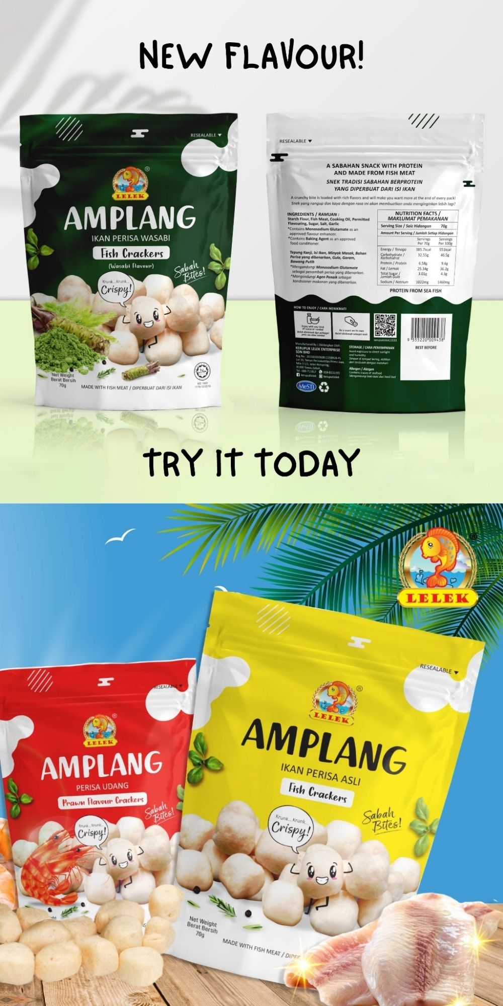 Infantino | Lelek Sabah Amplang Fish Crackers (Prawn / Fish / Fish w ...
