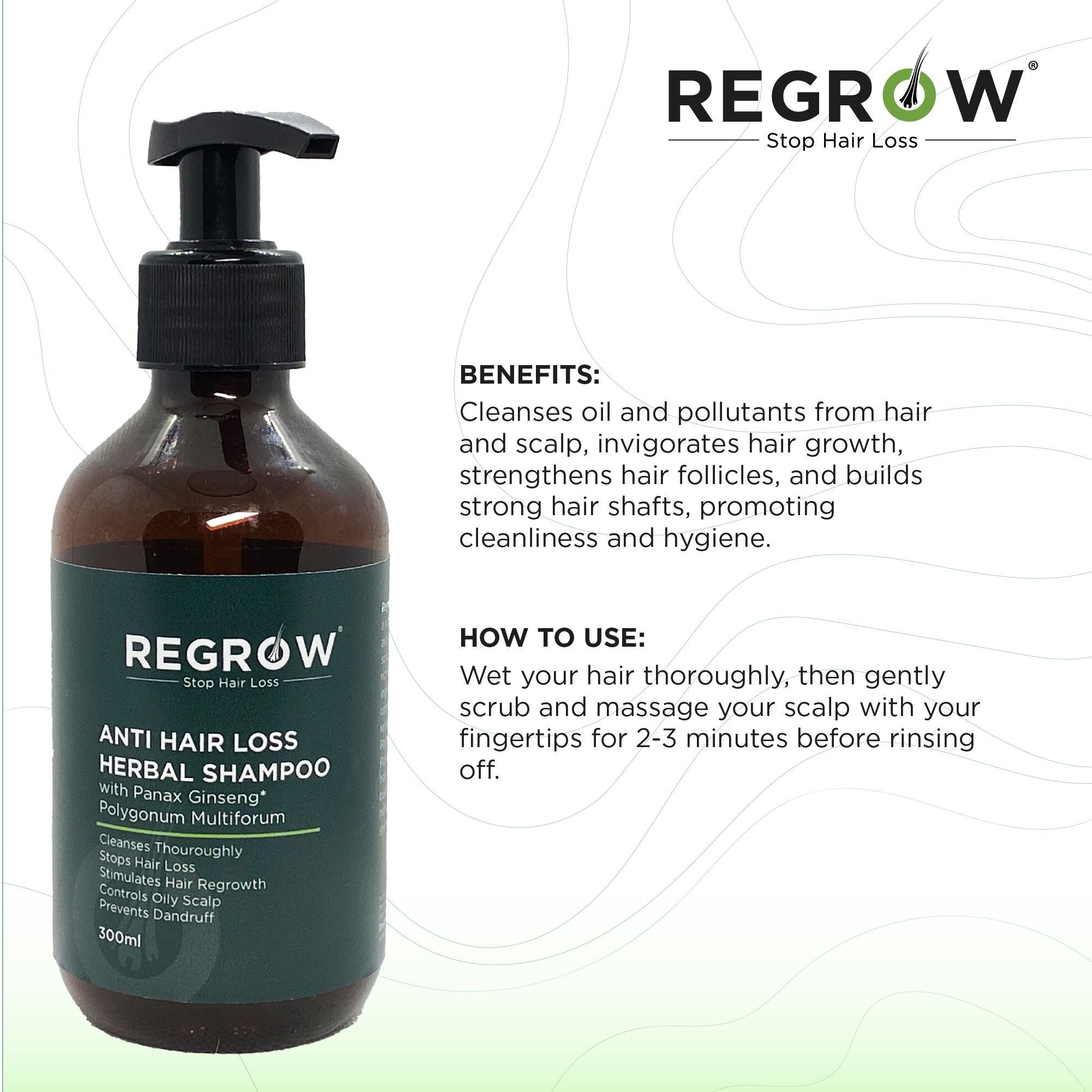 REGROW Anti Hair Loss Shampoo Herbal | Hair Growth Shampoo (300ml ...