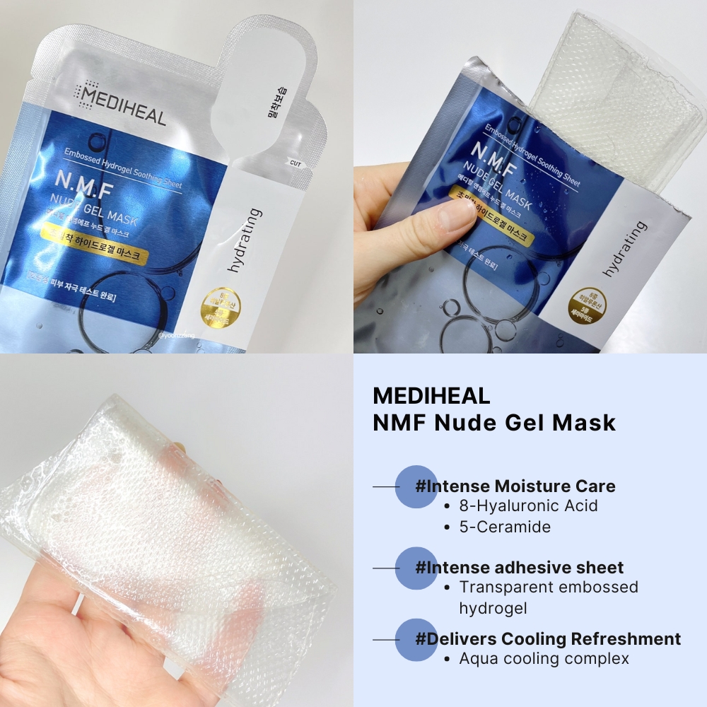 MEDIHEAL Nude Gel Mask Set - 5/10pcs (Collagen, NMF, Tea Tree) for Moisturizing Skincare ...