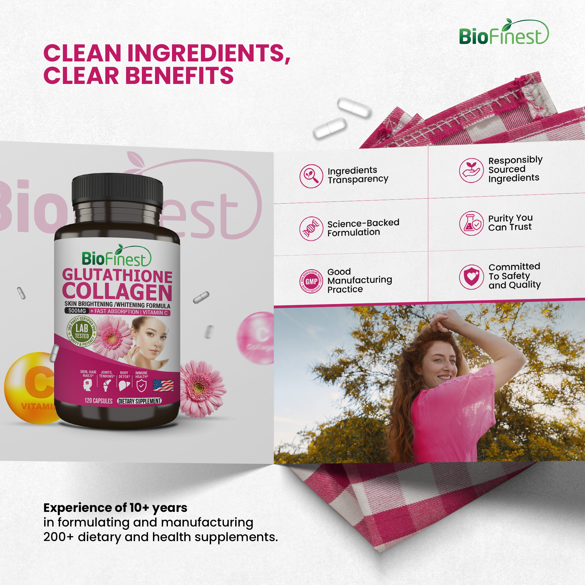 Biofinest L Glutathione Collagen 500mg Supplement - Vitamin C ...