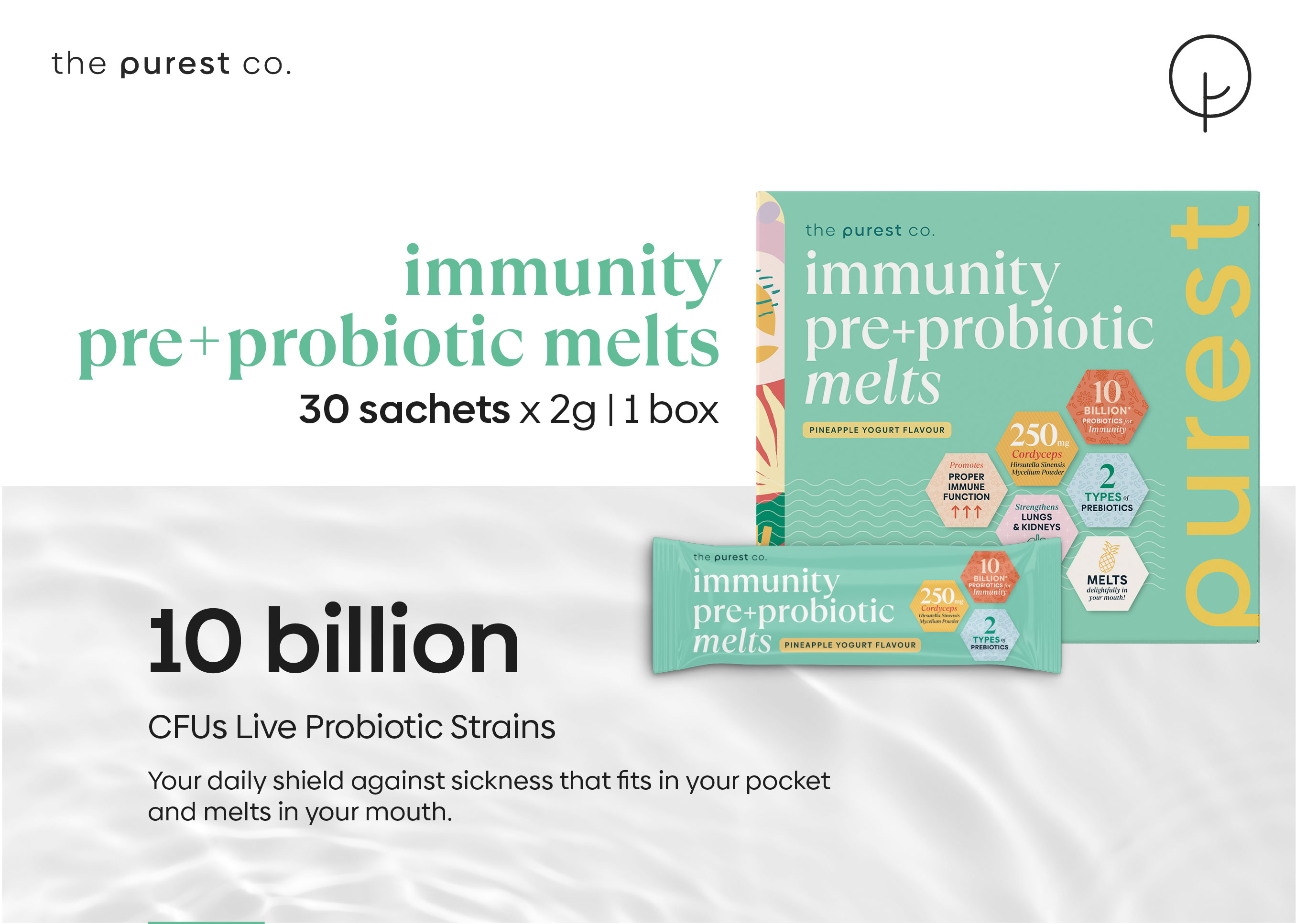 Purest Co Immunity Pre+Probiotic Melts (Respiratory and Immune Health ...