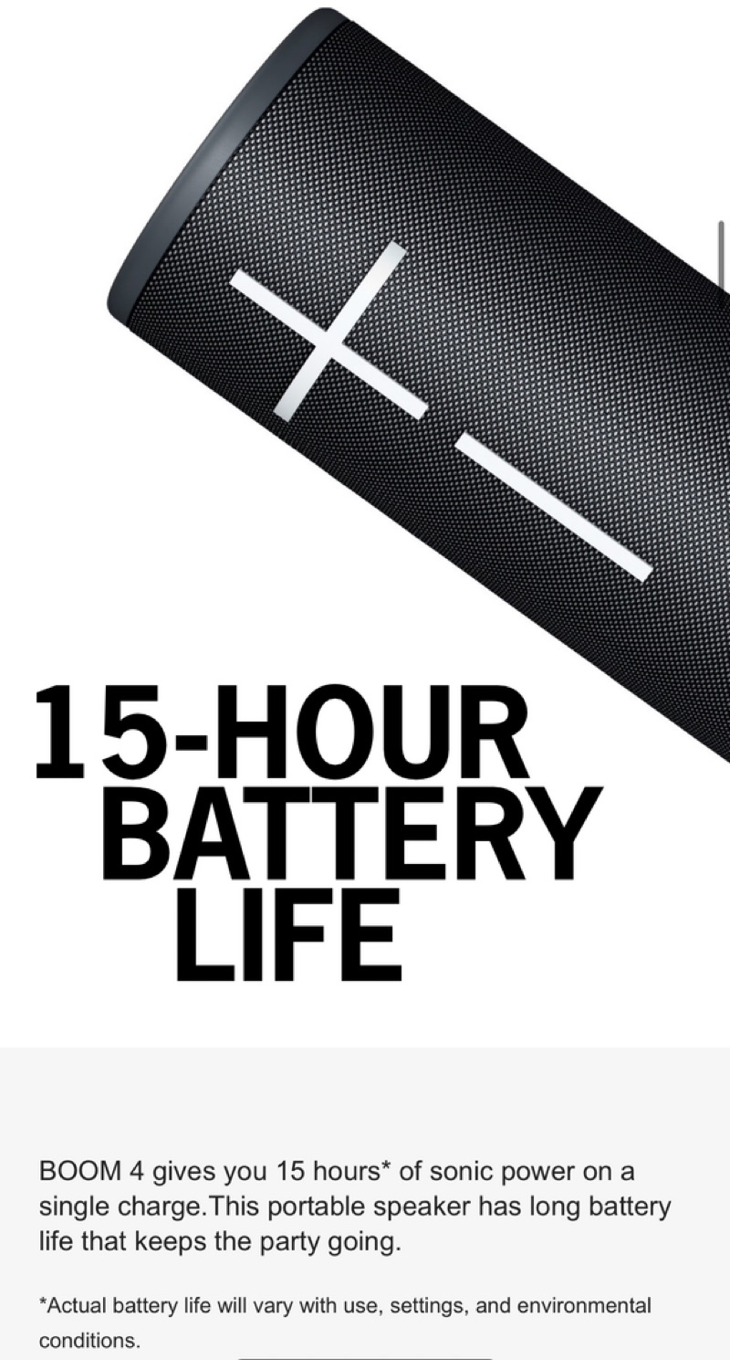 Ultimate Ears BOOM 4 Portable Waterproof Bluetooth Speaker - 2 Years ...