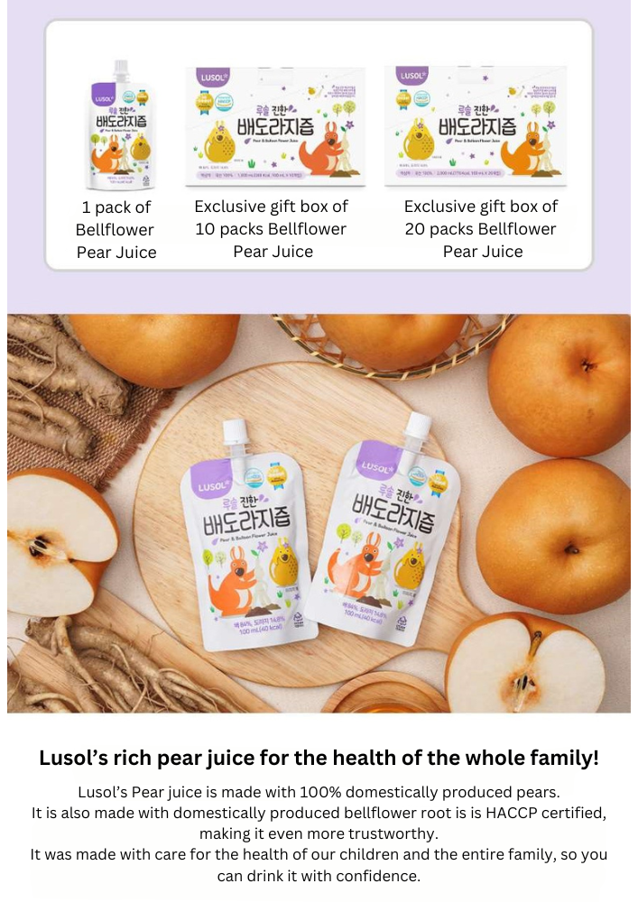 Lusol Baby (10 Packs) 100% Korean Pear Balloon Flower Juice Rich ...