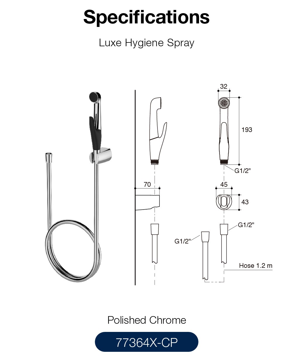 KOHLER Luxe Hygiene Spray, Anti-bacterial Bidet Spray with Wall Bracket ...