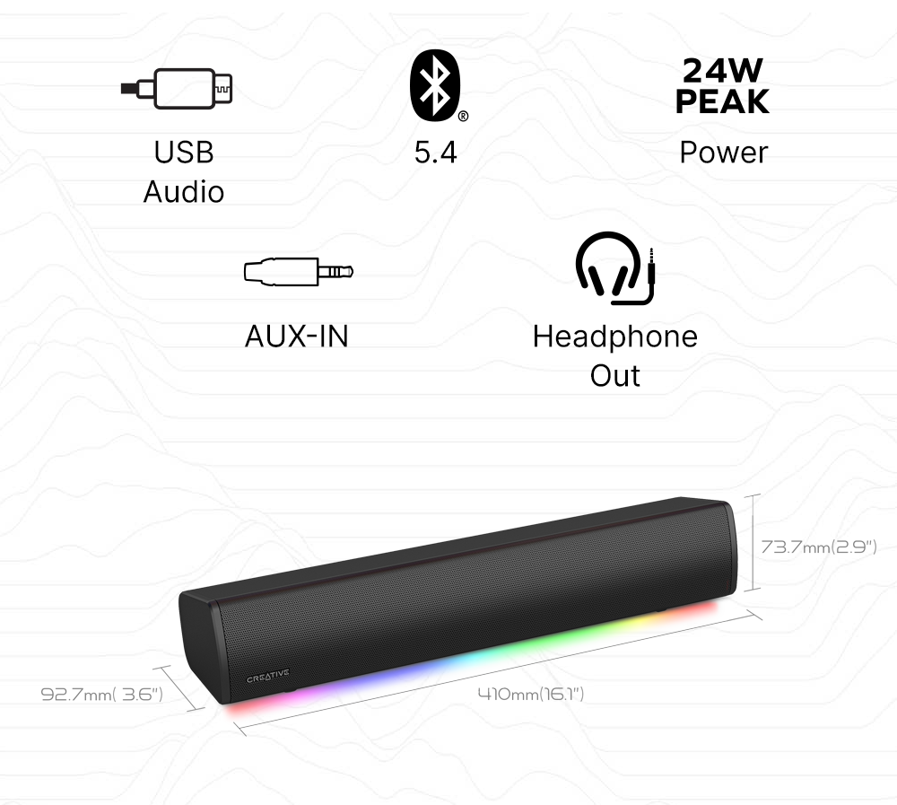 Creative Sound Blaster GS3 - Compact RGB Gaming Soundbar With Superwide ...