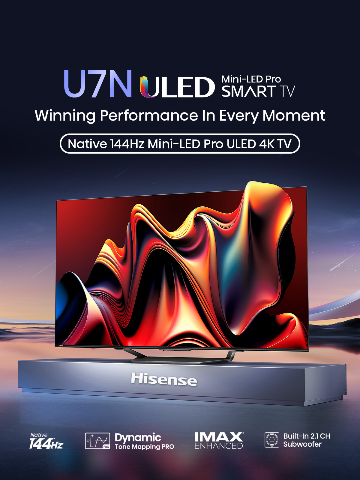 Hisense U7N 65 inch ULED 4K Mini LED PRO Smart TV | 144Hz | IMAX Enhanced | Shopee Singapore