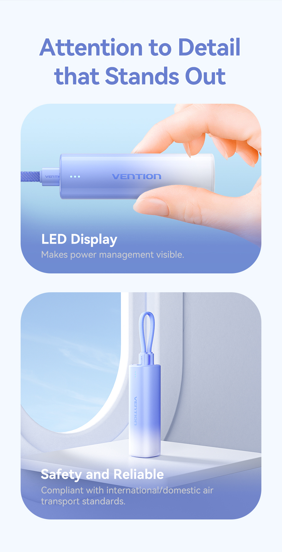 Vention Colourful Power Bank Fast charging Small Powerbank 5000mAh ...
