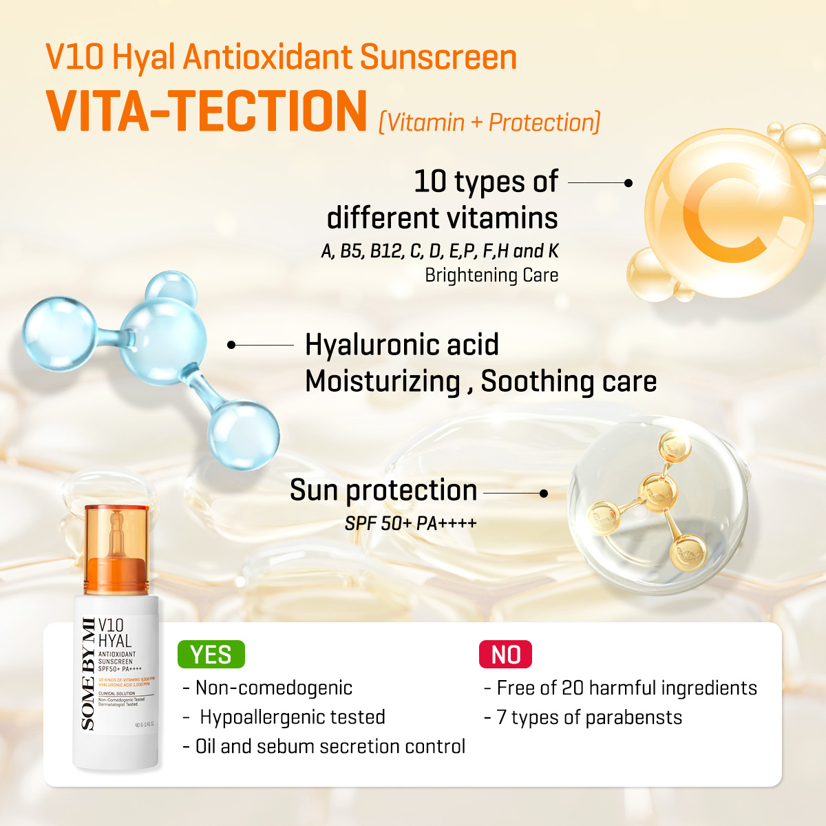 [1+1][SOME BY MI] V10 Hyal Antioxidant Sunscreen SPF50+ PA++++ 40g ...