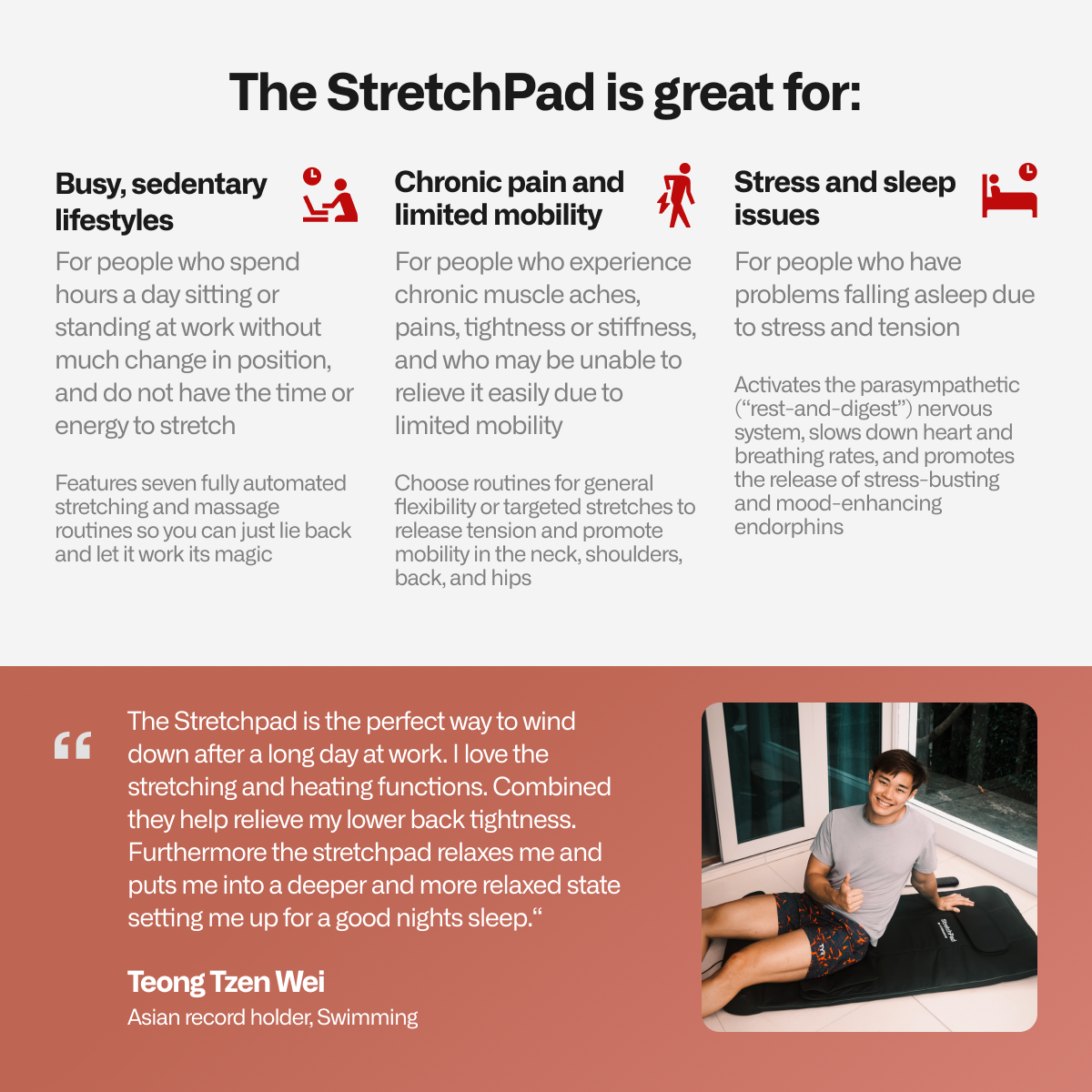 HYDRAGUN StretchPad Stretching Massager with Heat Therapy for back pain ...