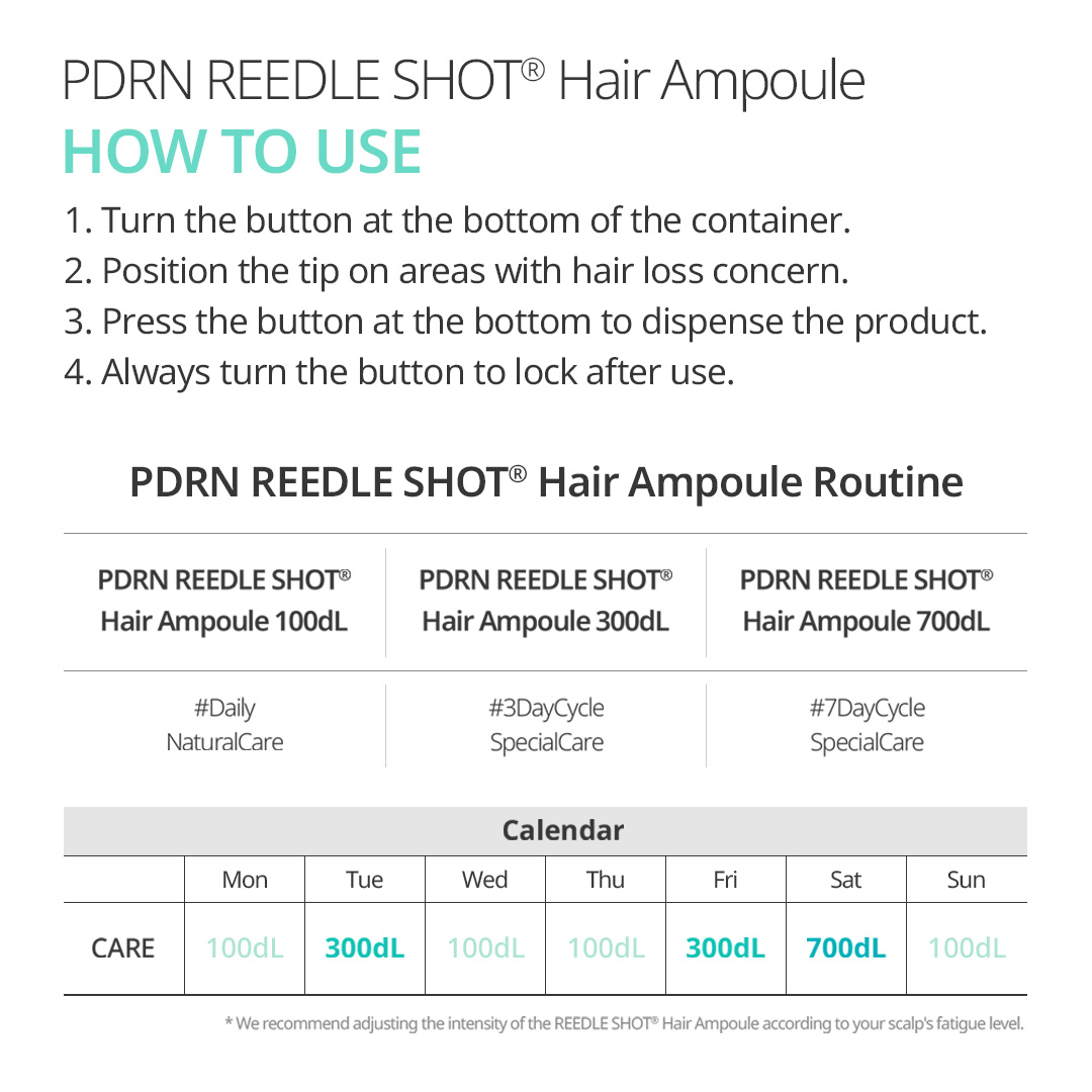 [VT] PDRN Reedle Shot Hair Serum 100dL/300dL/700dL Hair loss & Thinning ...