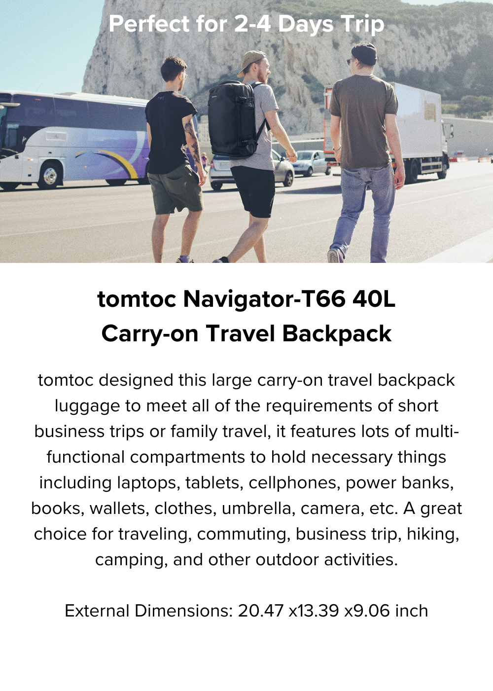 tomtoc Navigator-T66 Travel Laptop Backpack | 40L | Shopee Singapore