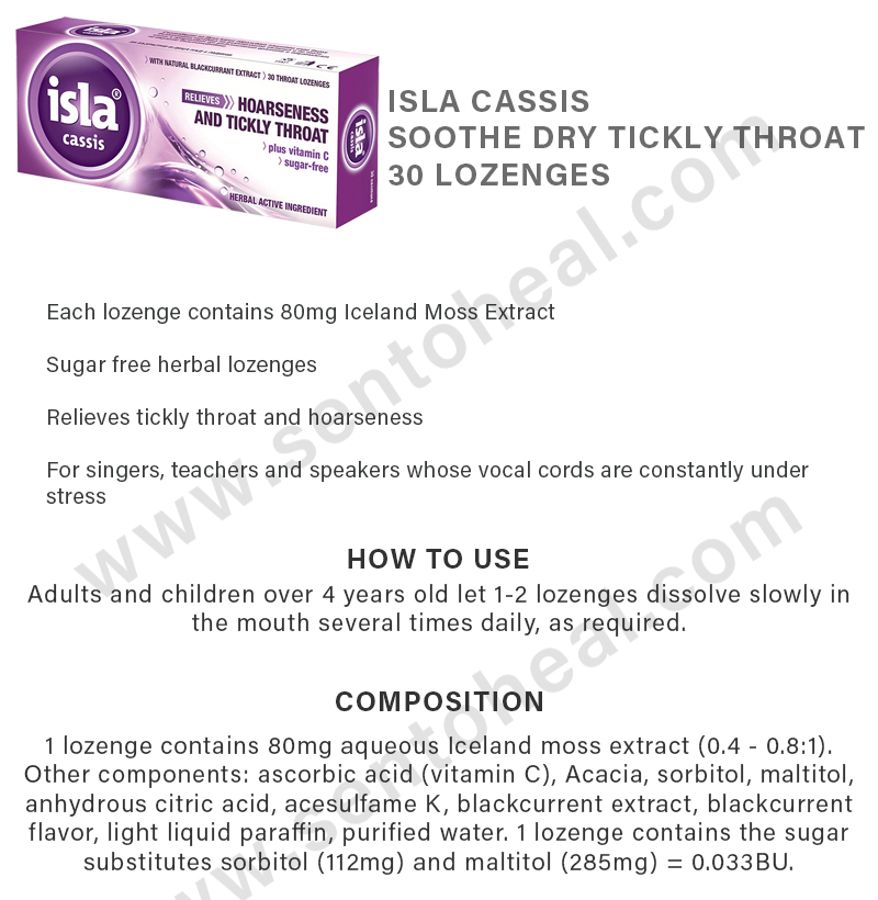 Isla Lozenges/ Cassis/ Mint Sugar free with Vitamin C - Soothes Dry ...