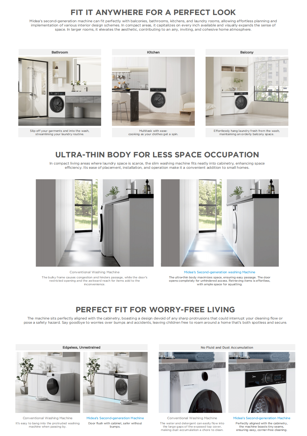 MIDEA MF210W95WB 9.5KG INVERTER SMART CONTROL FRONT LOAD WASHING ...