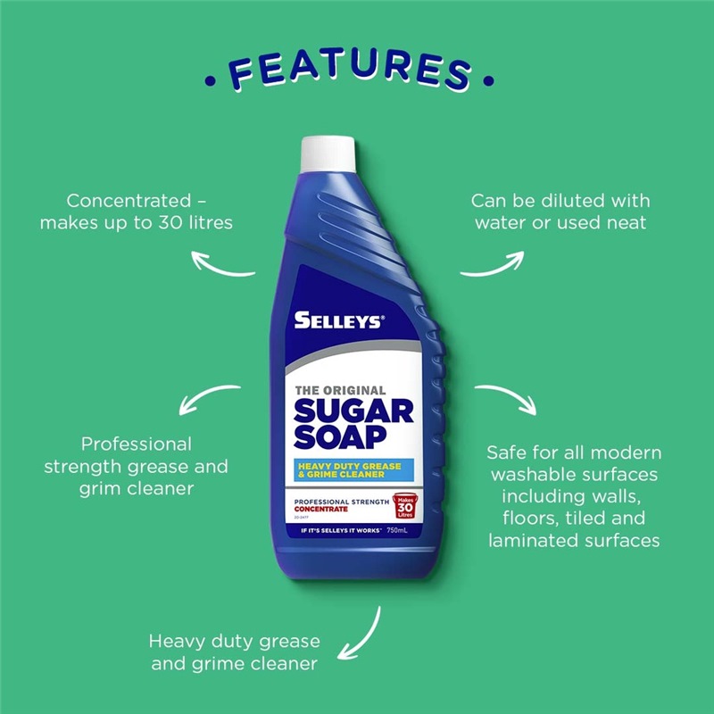 Selleys Sugar Soap Liquid 750ml (Concentrated Cleaner/Safe On laminated ...