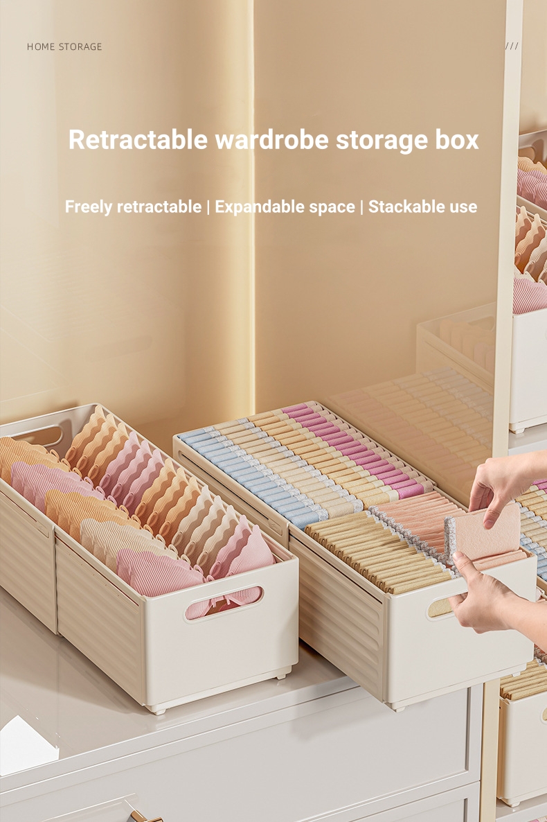 Maxvaluesg® Retractable Wardrobe Storage Box Adjustable Drawer Storage ...