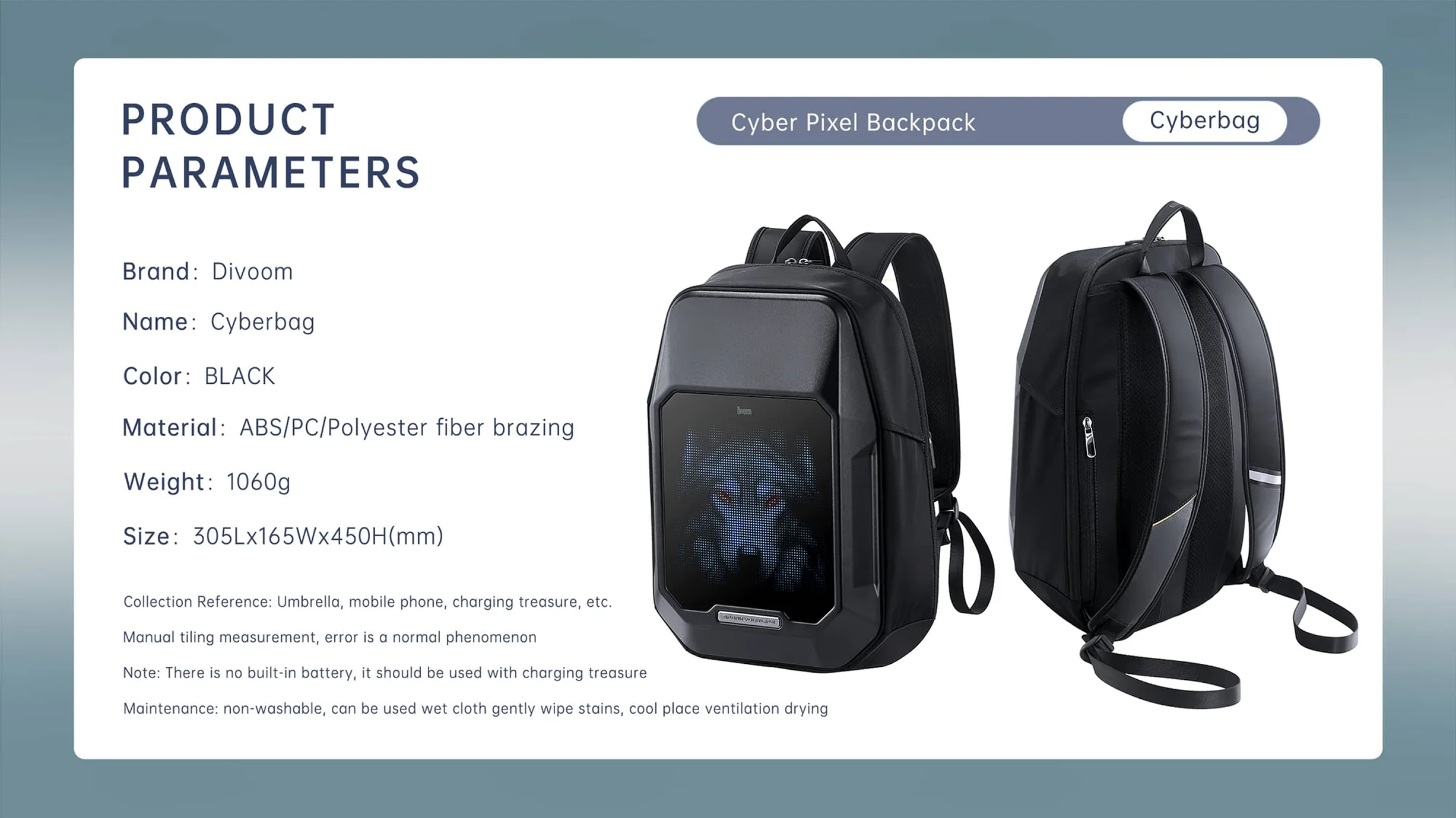 Divoom Cyberbag Pixel Art LED Backpack–Customizable Display, App ...