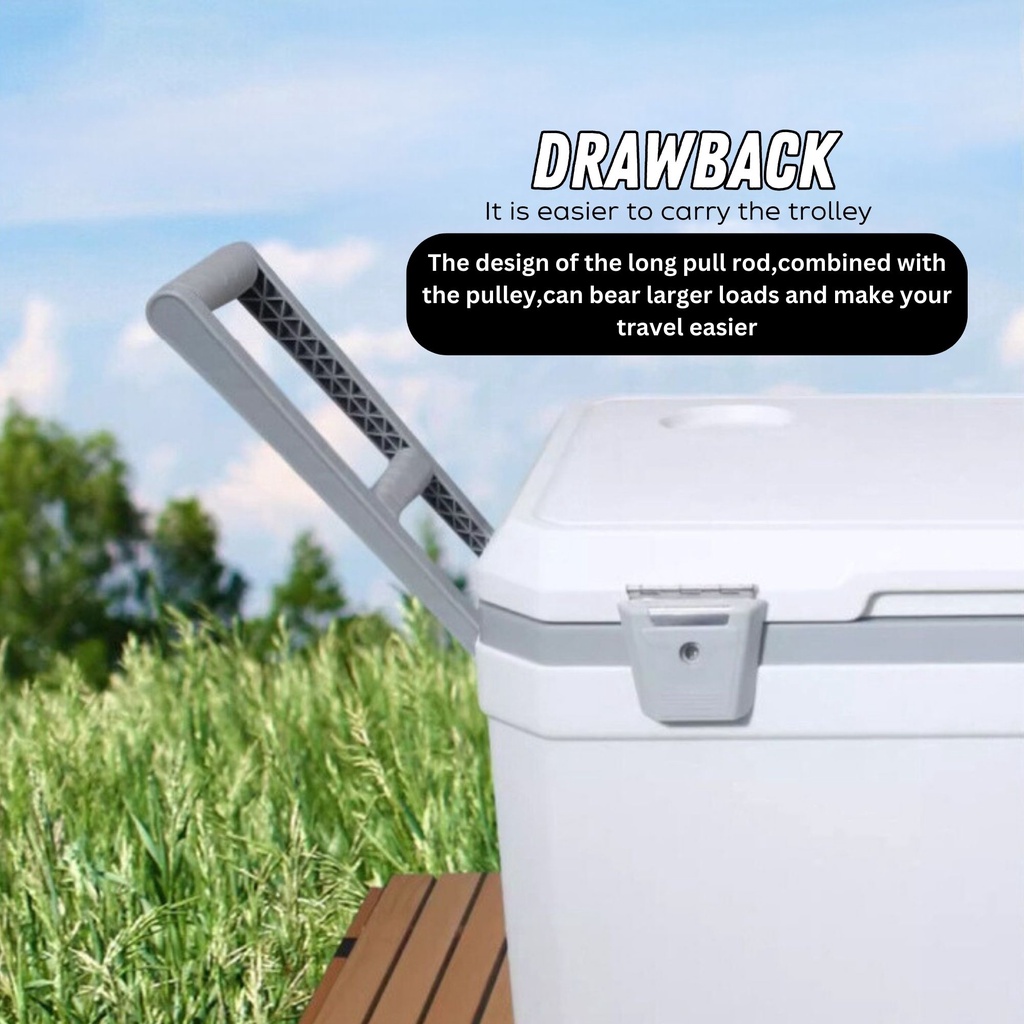【sg stock】Portable 45L Cooler Box With Wheel Roller Ice Coolerbox Food ...
