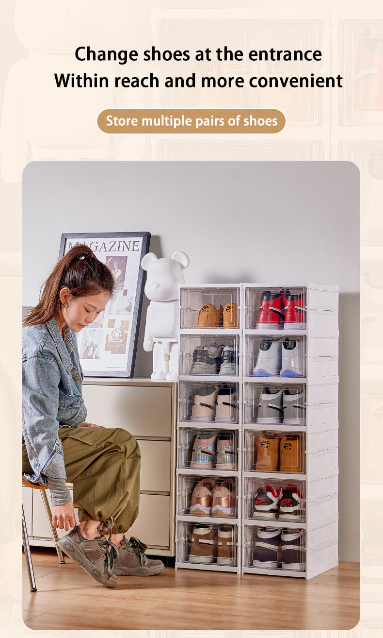 【SG STOCK】Folding shoe box/1/3/6-layer shoe storage box/Organiser ...