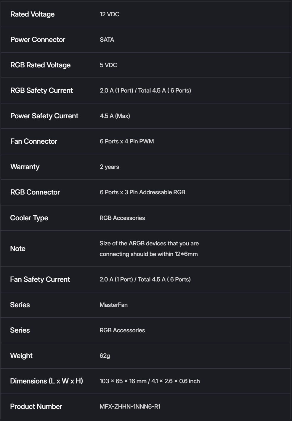 FUWELL - CoolerMaster MasterFan ARGB and PWM Hub with 6 ports for ARGB ...