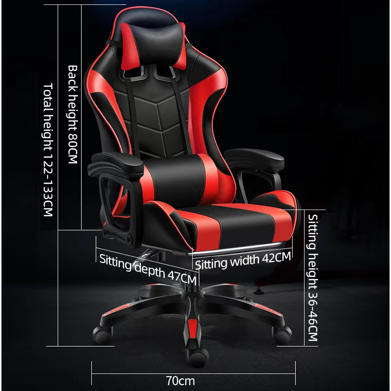 Leather Gaming Chair With Foot Rest Esports Chair Office Chair ...