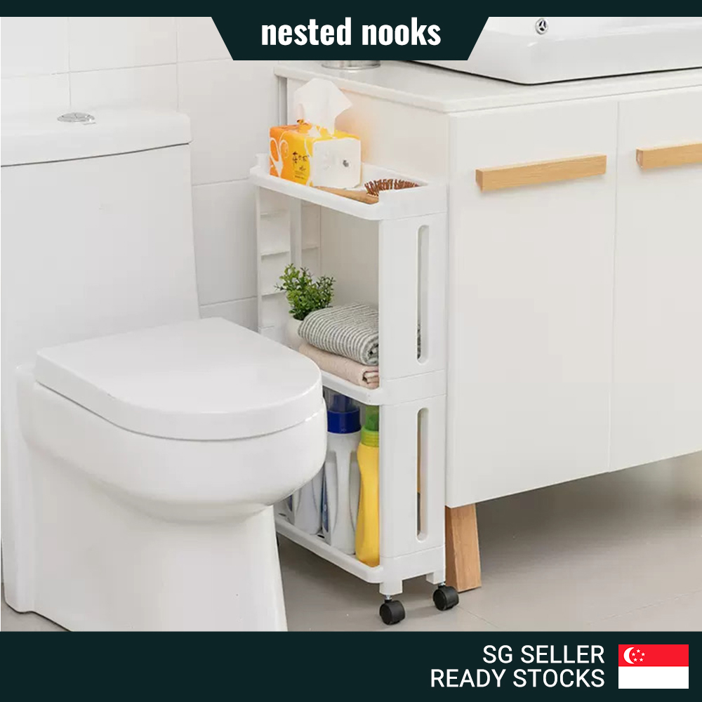 Slim Trolley with Wheels Kitchen Bathroom Storage Rack Narrow Gap ...