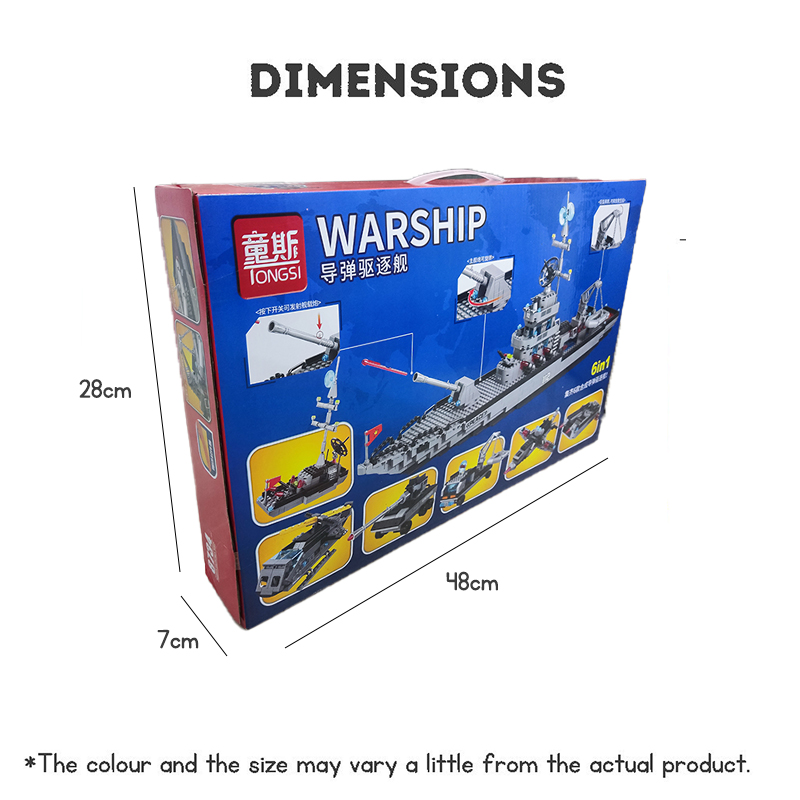 Building block battleship set Military destroyer missile ship model ...