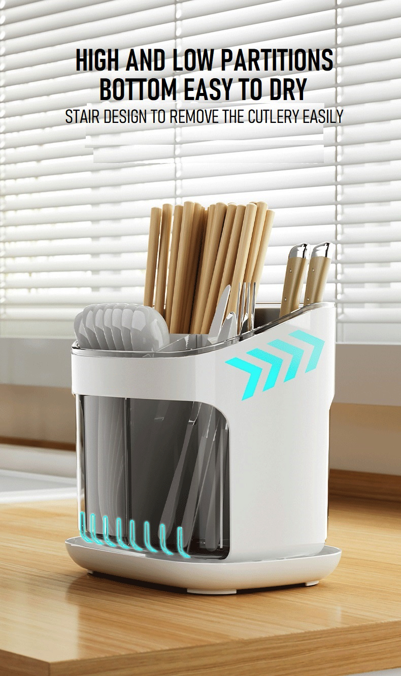 Kitchen Utensil Cutlery Holder with Drainer Spoon Fork Chopsticks ...