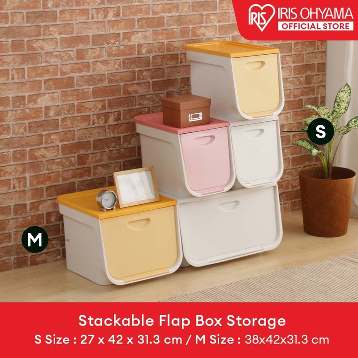 IRIS OHYAMA Single Flap Storage Box, S/M/L Size (FLP), Flip Down ...
