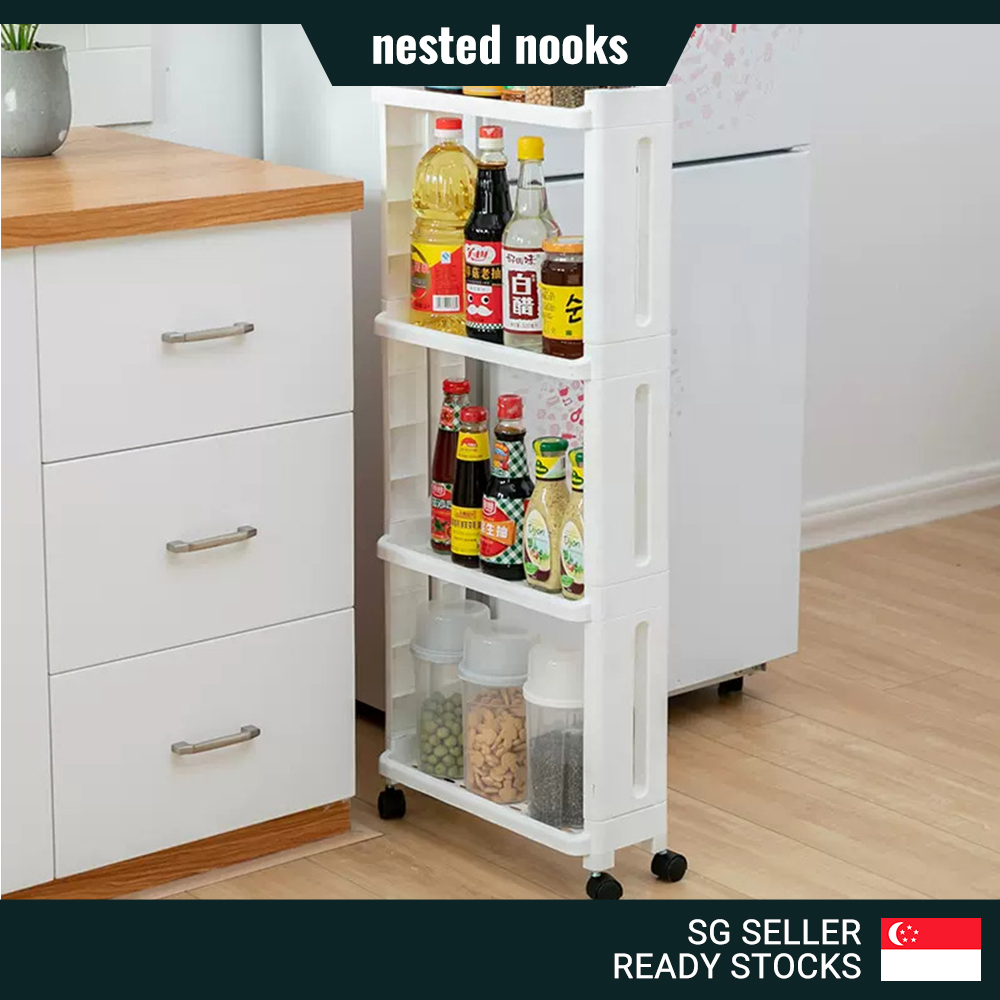 Slim Trolley with Wheels Kitchen Bathroom Storage Rack Narrow Gap ...