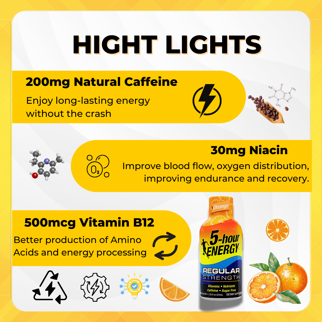 5-Hour Energy, Energy Shot, 200mg Caffeine, Pre-workout, Sugar free ...