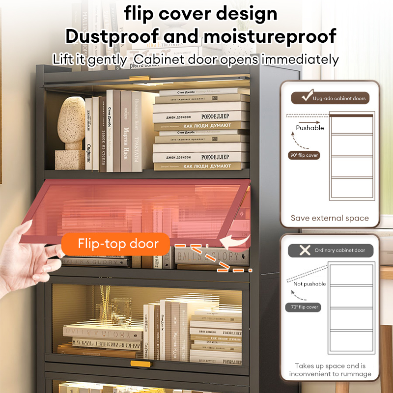 Luxes Storage Cabinet Bookshelf Cabinet With Door Dust-Proof Locker ...