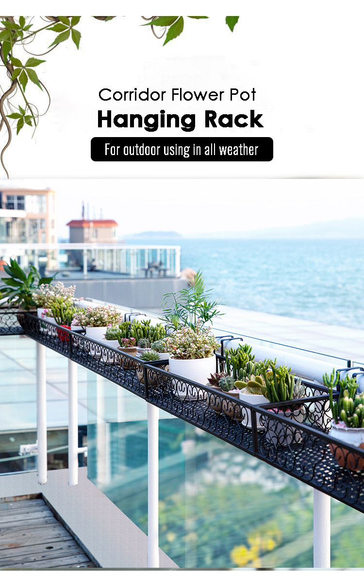 🇸🇬 Steel Flower Pot Rack Balcony Corridor Hanging Rack / Railing ...