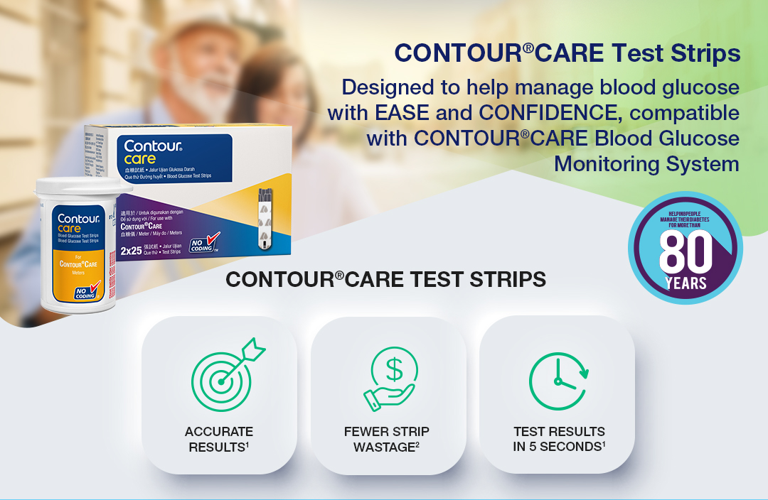 CONTOUR®CARE Blood Glucose Test Strips 50's | Shopee Singapore
