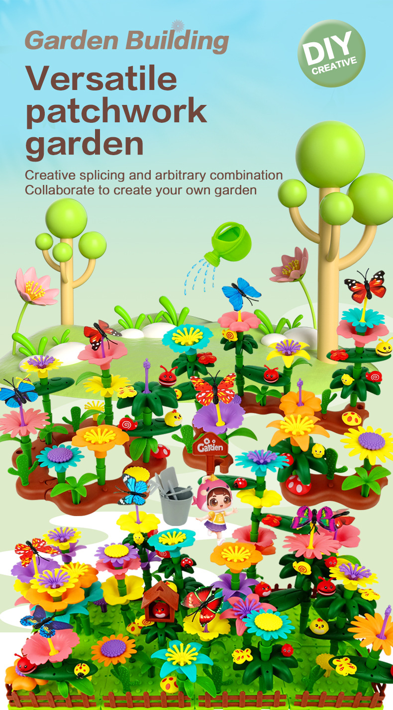 272Pcs DIY Garden Building Blocks | Flower Stacking Puzzles | Assembly ...