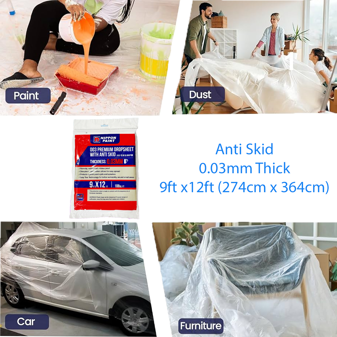 |🐹SG LOCAL🐹| -[MPQ 4]- Nippon Premium Plastic Drop Cloth 9ft x 12 ft ...