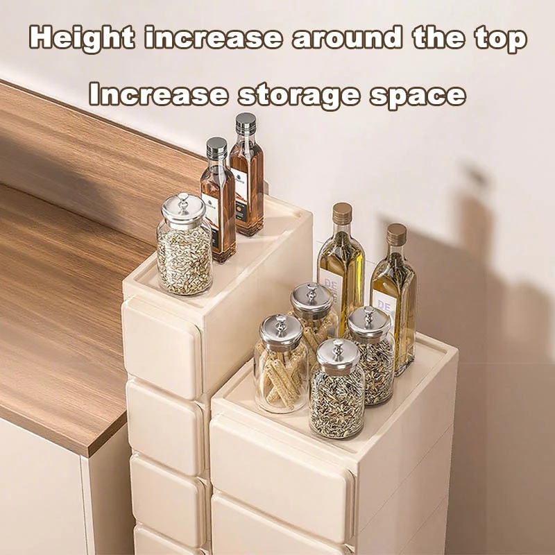 MEIJU Movable Creamy Slim Drawer Cabinet Kitchen Narrow Storage ...