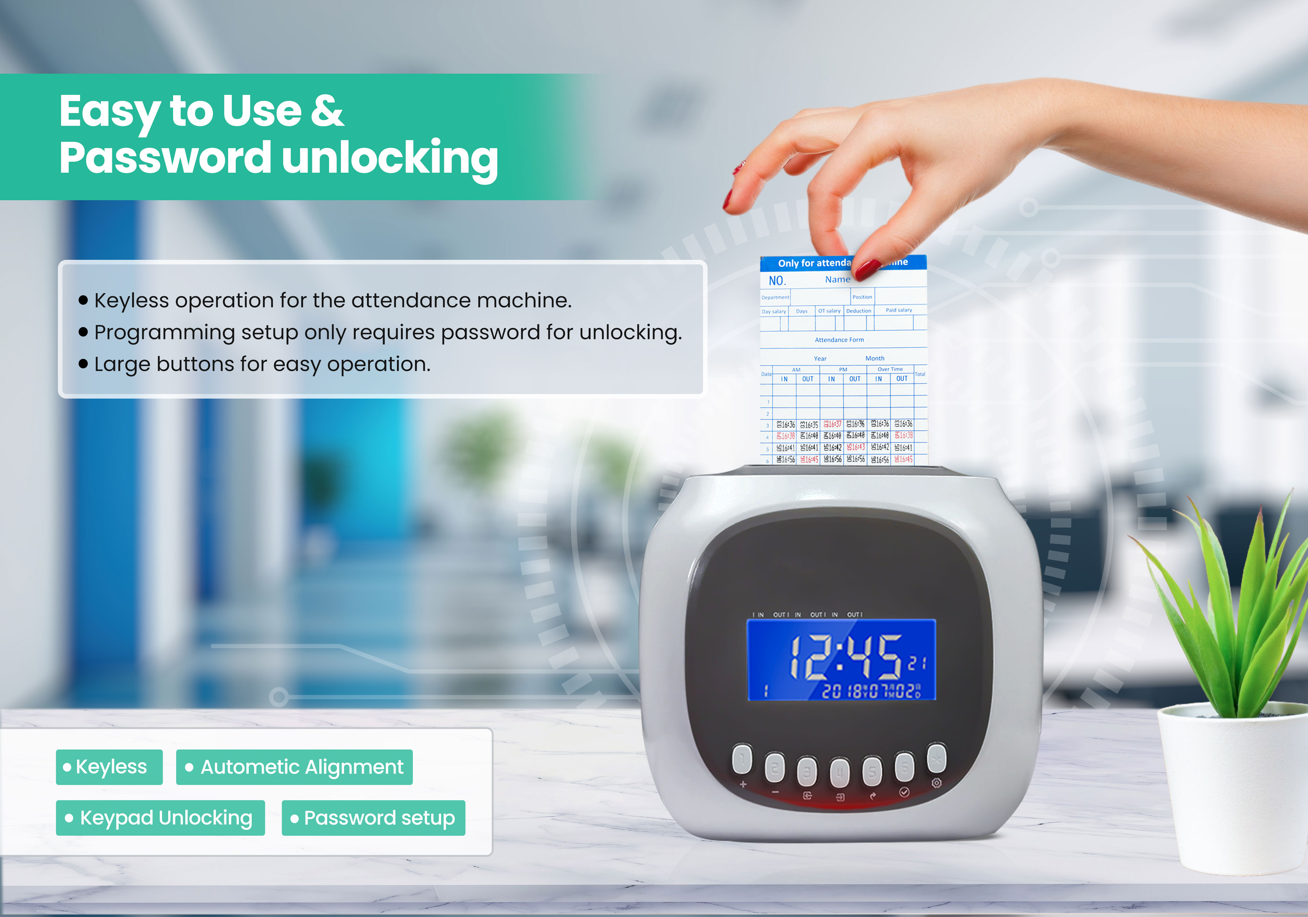 Punch Card Machine Attendance Machine Time Recorder Local Warranty ...