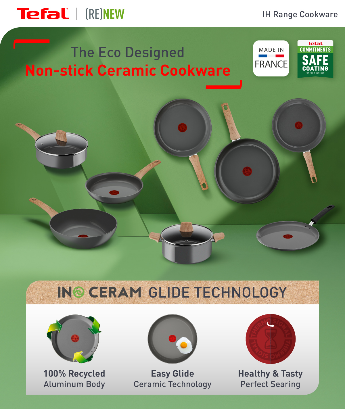 Tefal Renew Range Induction Non-Stick Ceramic Cookware- Made in France ...