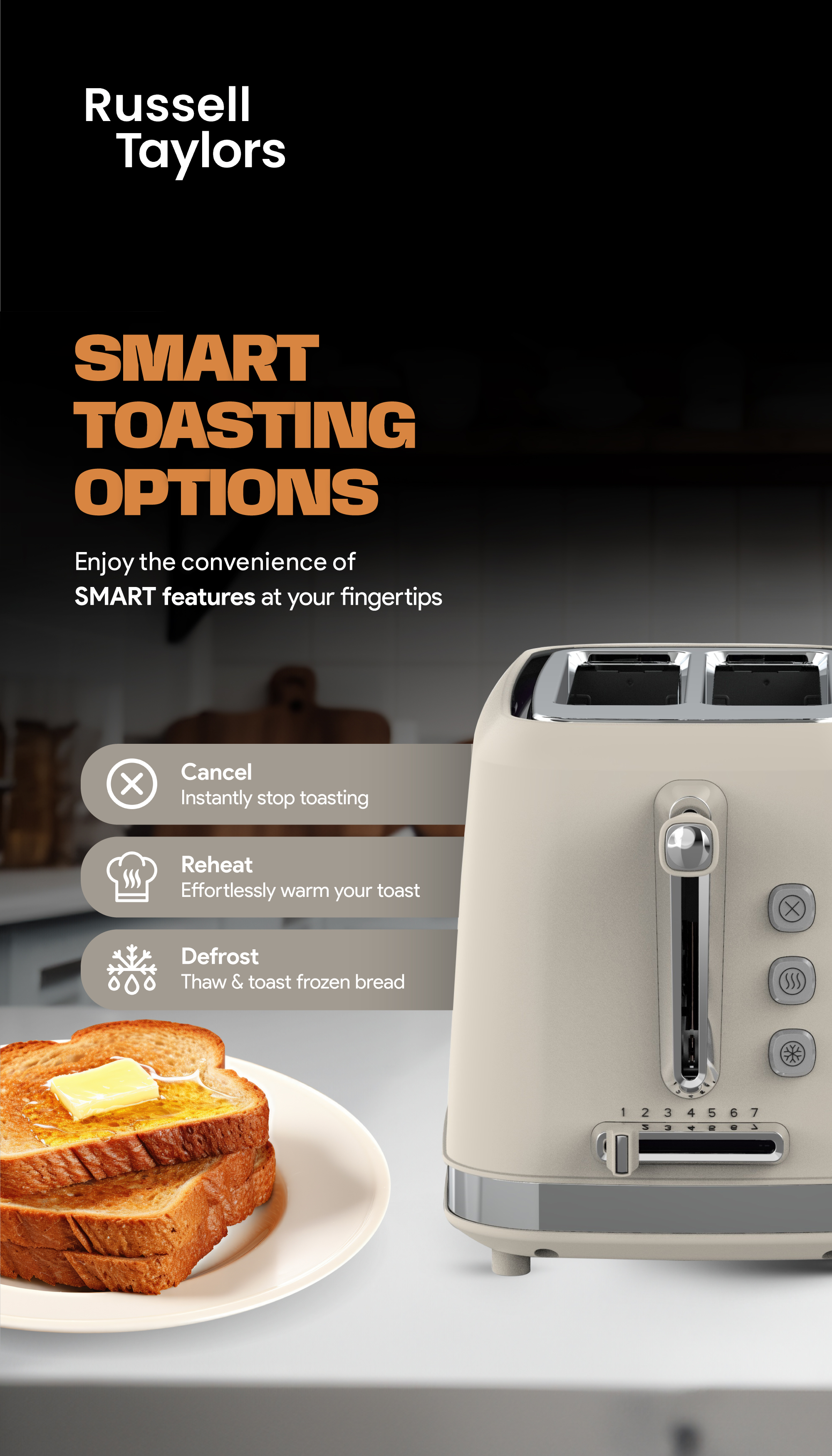 Russell Taylors Retro Toaster RT-10 Cream Color with Lid | Shopee Singapore