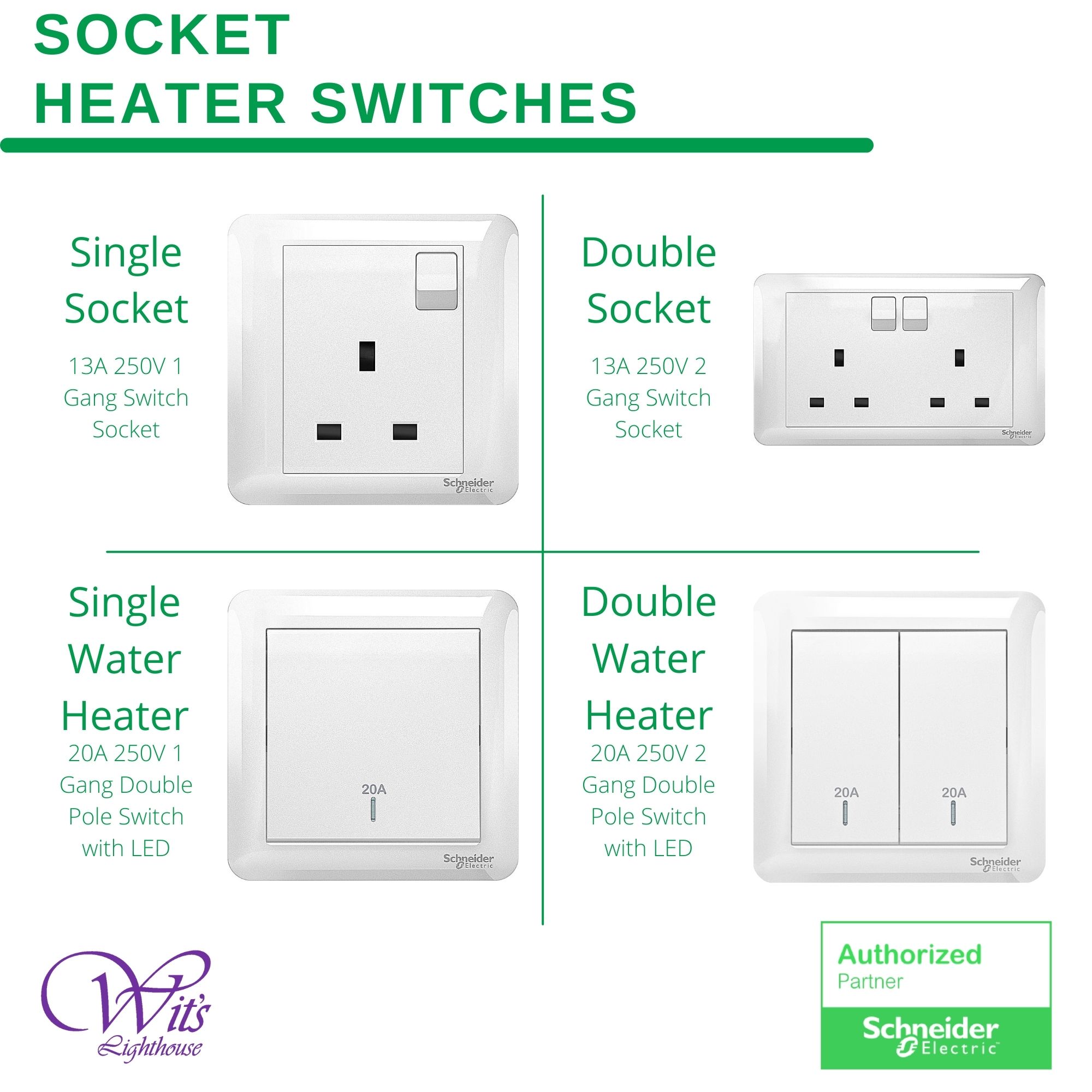 Schneider Affle Plus Switch Socket Safety Mark Water Heater Door bell ...