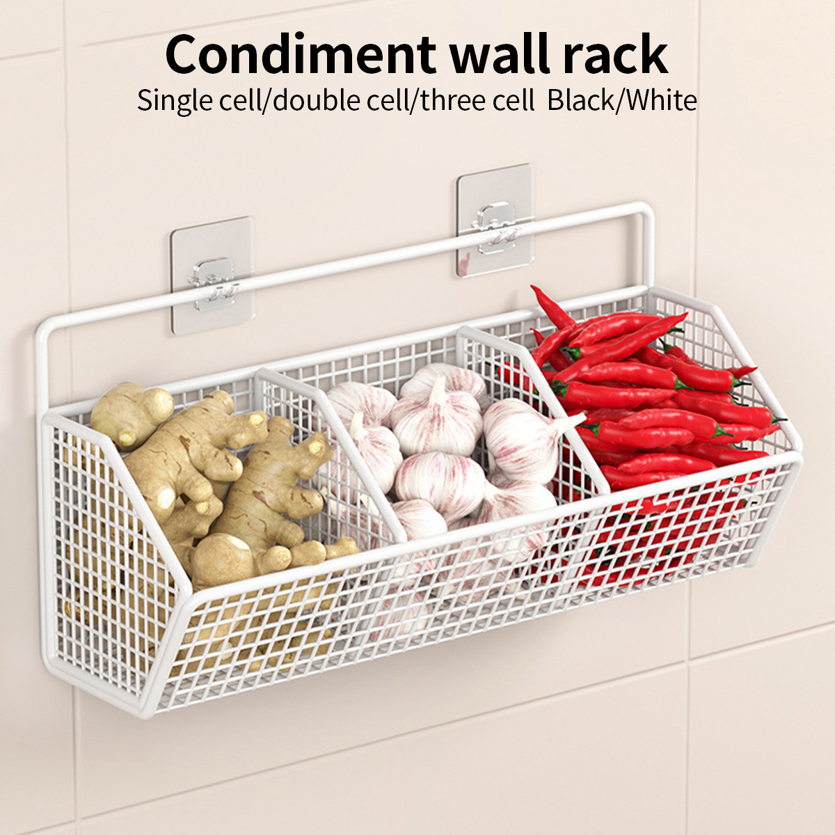 【HM】SG Wall Mounted Onion Ginger Seasoning Storage Rack in Household ...