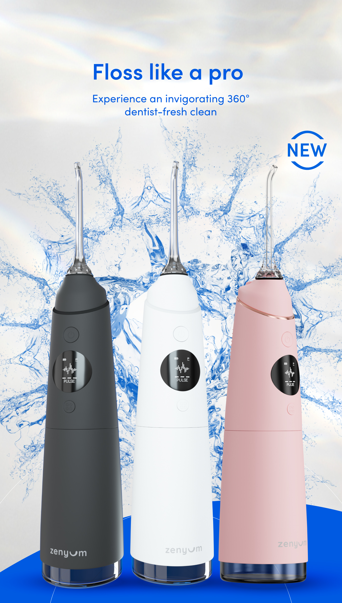 Zenyum Water Flosser Pro (White/Black/Pink) - Rechargeable, Portable ...