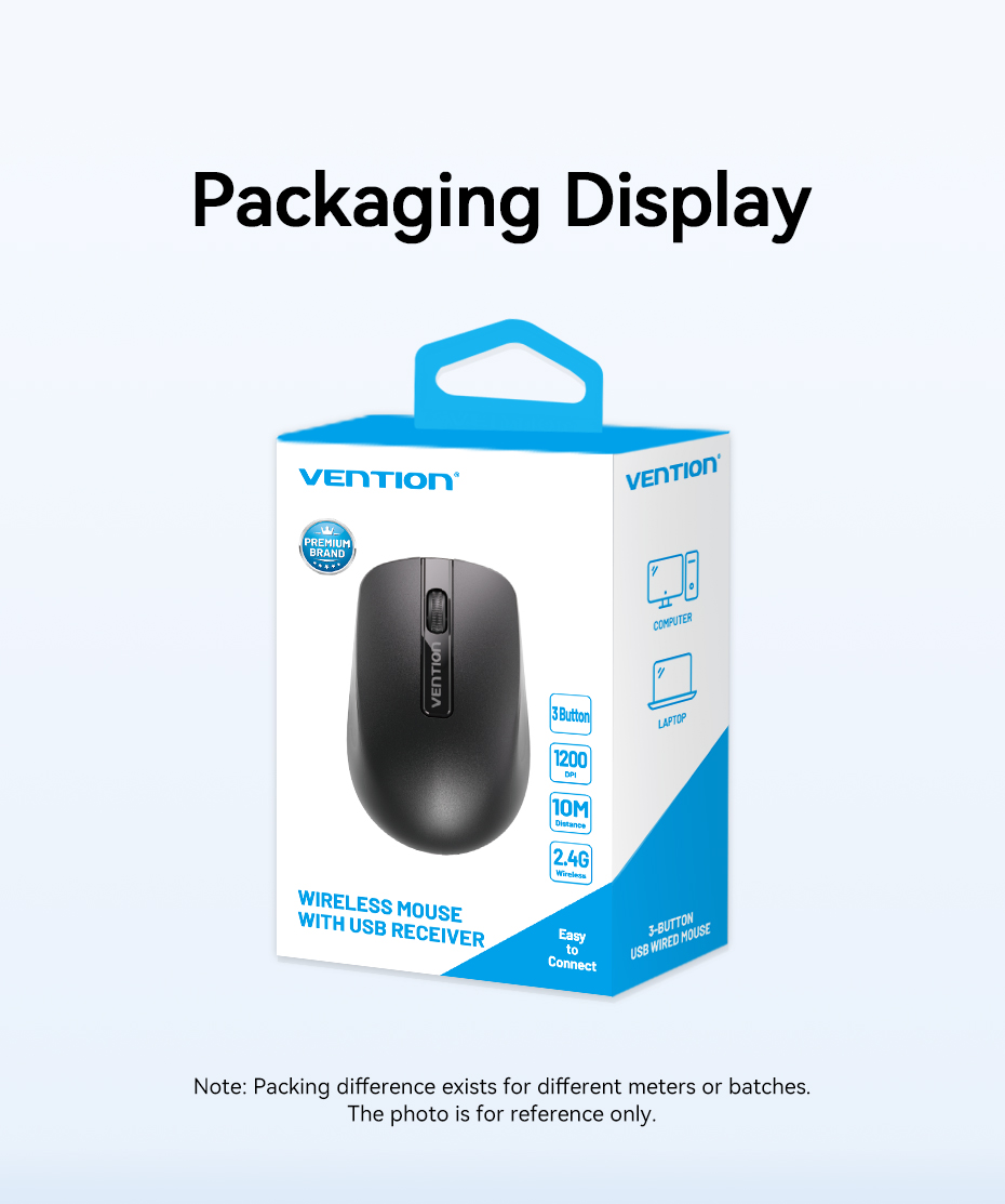 Vention High Performance Wireless Wired USB Mouse Optical Sensor 1200 ...