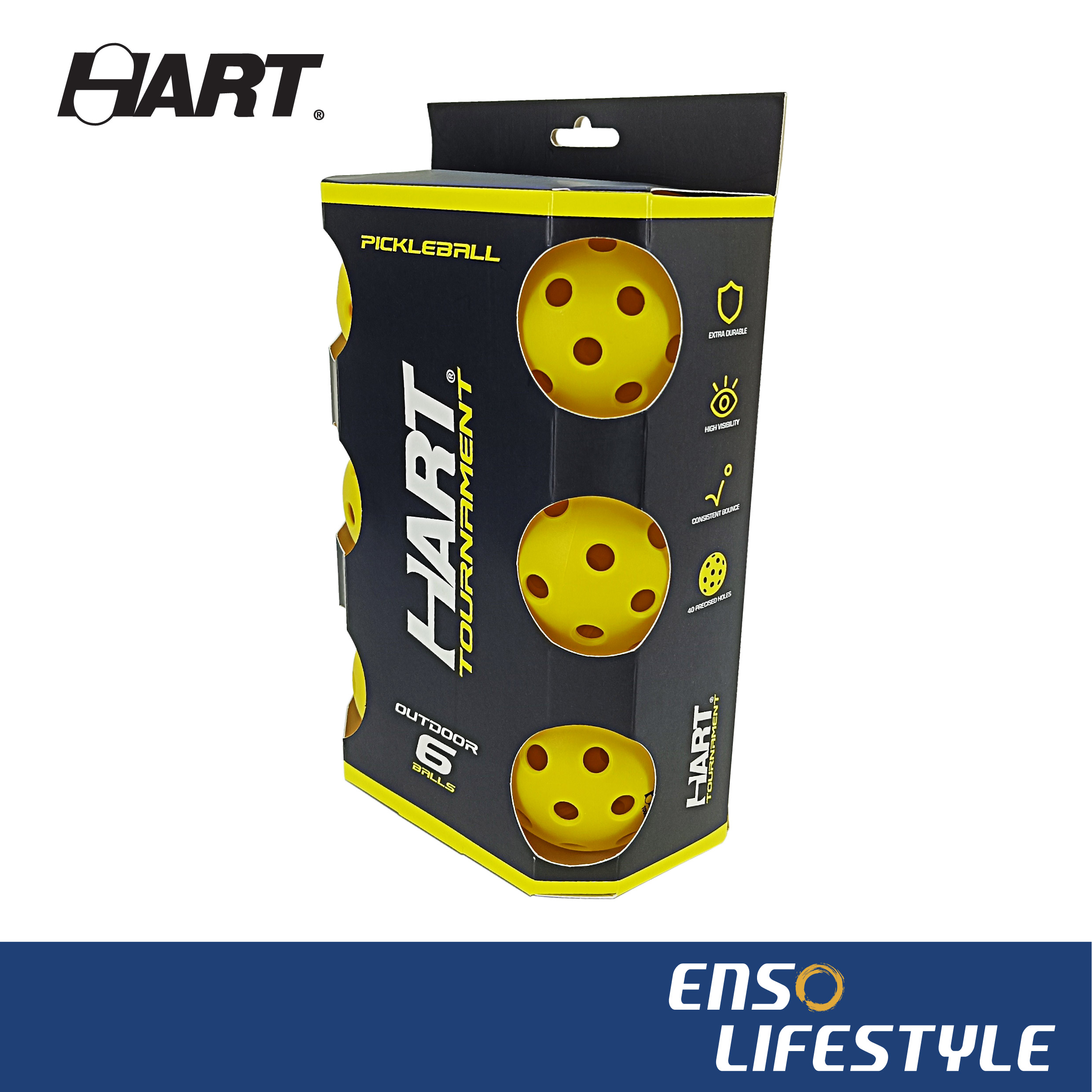 HART Pickleball Ball - HART TOURNAMENT Outdoor 6pc [Enso Lifestyle ...