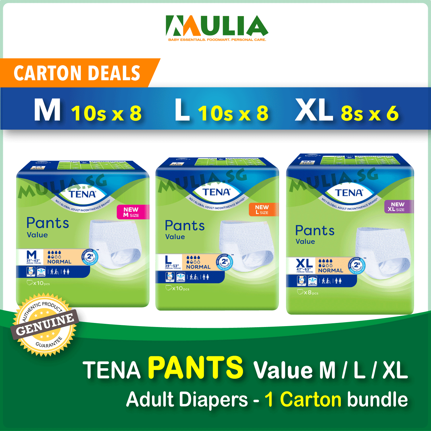 [1 carton] TENA PANTS Value Adult Diapers M / L / XL Size | Shopee Singapore