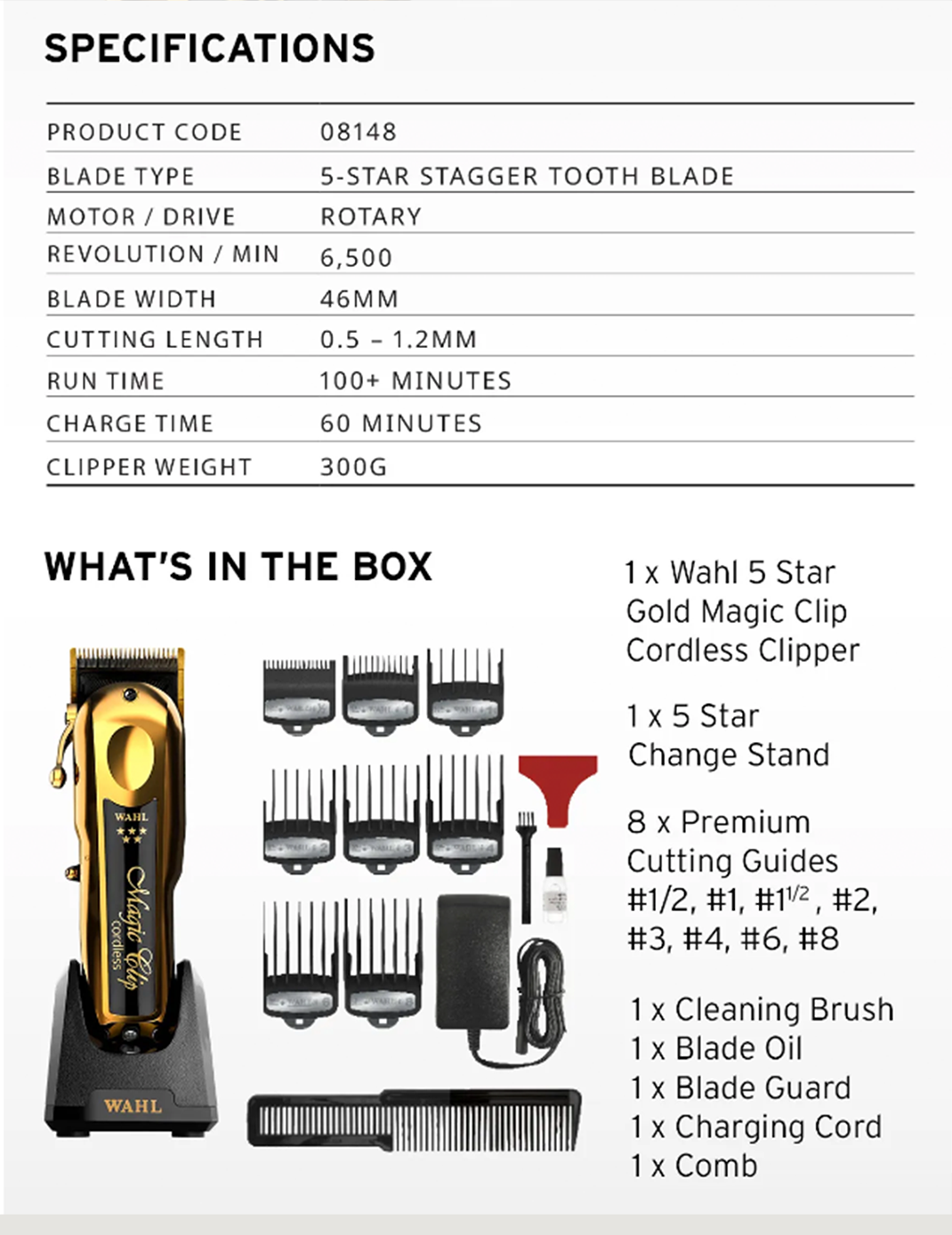 Wahl 5-Star Hair Cordless Clippers - Legend, Senior, Magic Clip, Barber ...