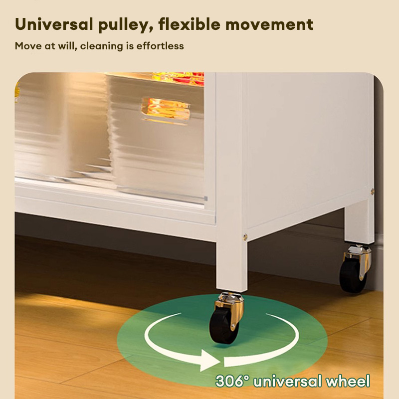 Kitchen Cabinet Storage With Cover Dust-Proof Cupboard With Wheels ...